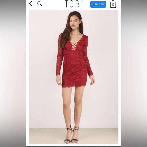 Tobi | Dresses | Red Lace Mini Dress | Poshmark